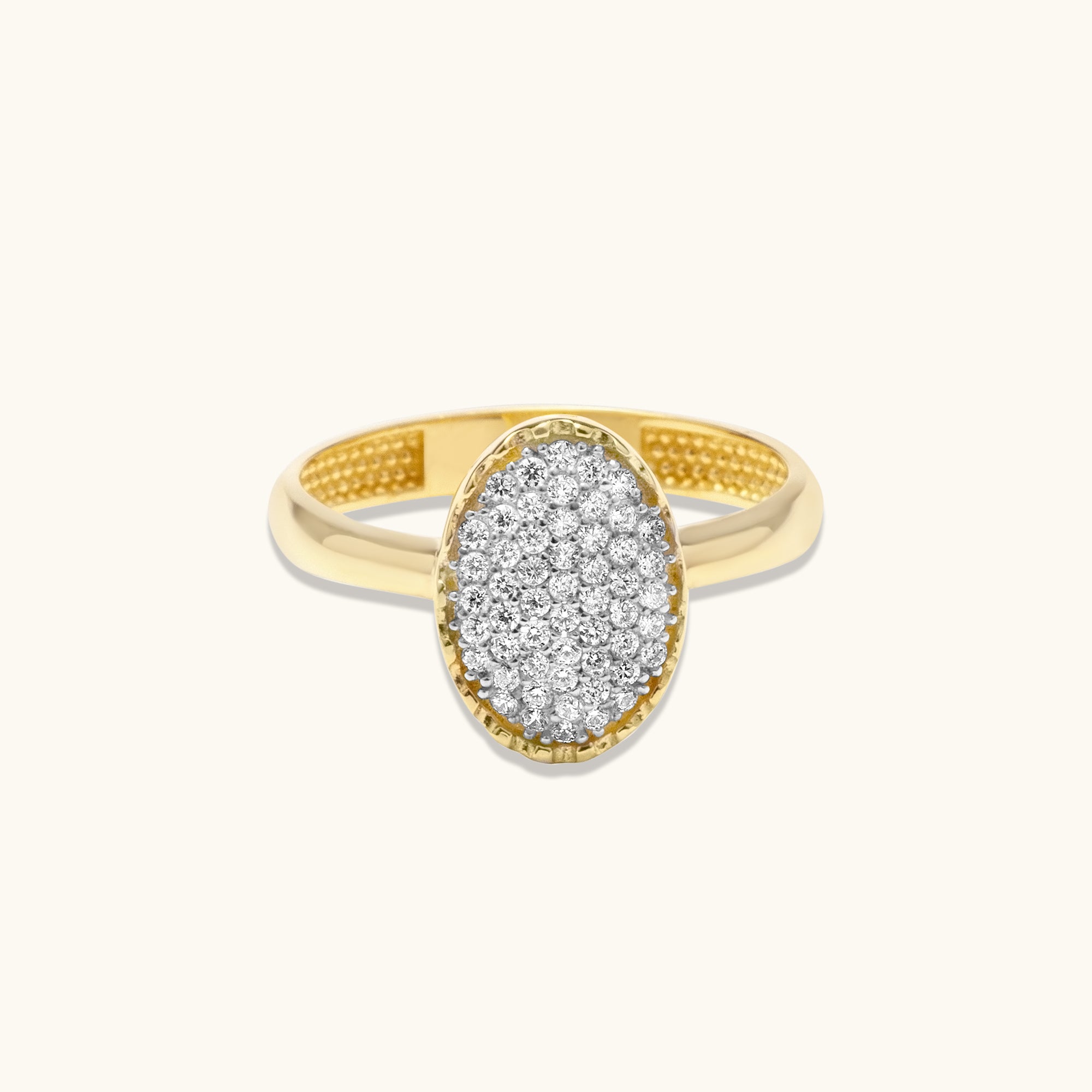 Oval Cluster Pavé Gold Ring | Elegant & Timeless Design