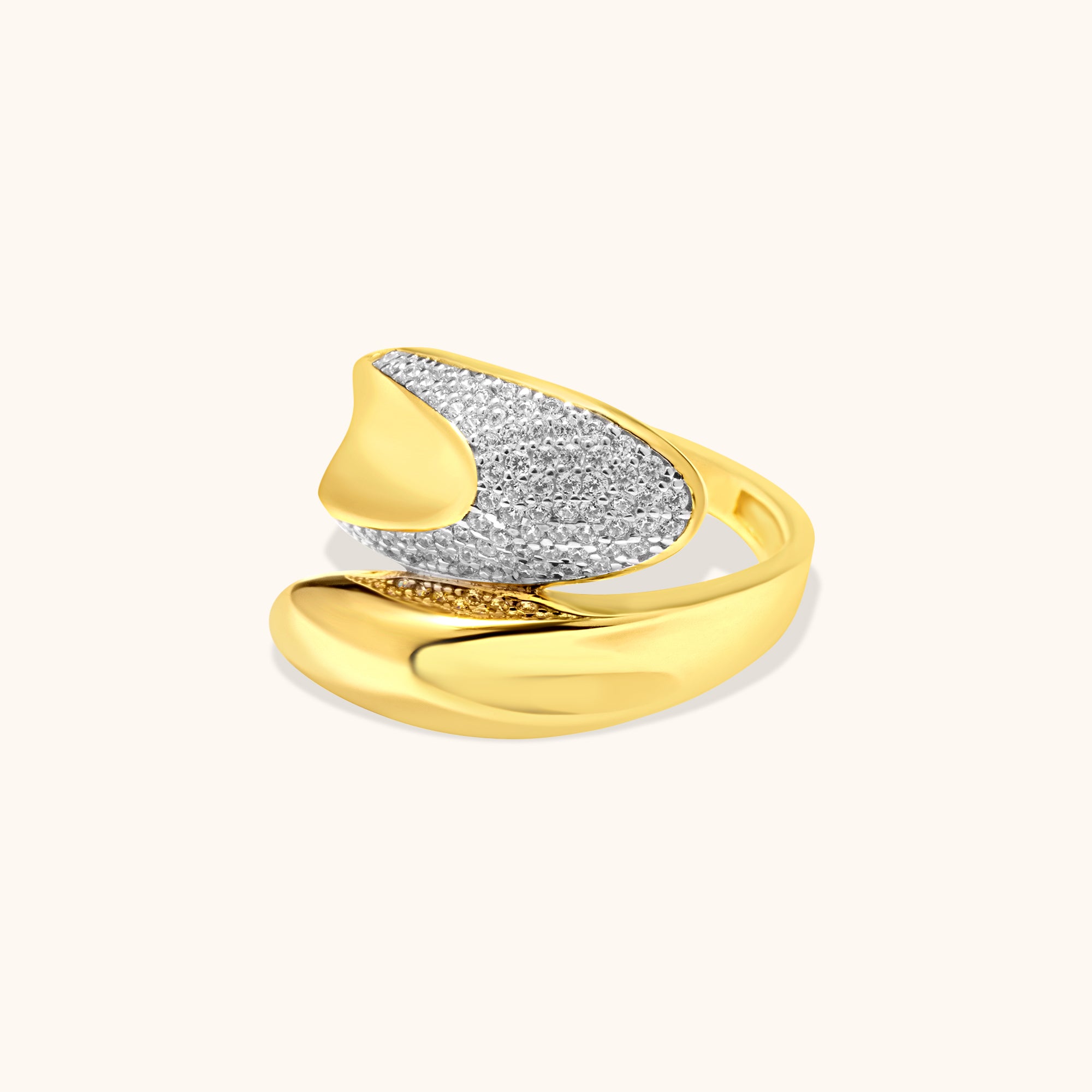 Moonlight Big Hug Pavé Bypass Dome Gold Ring | Timeless Elegance