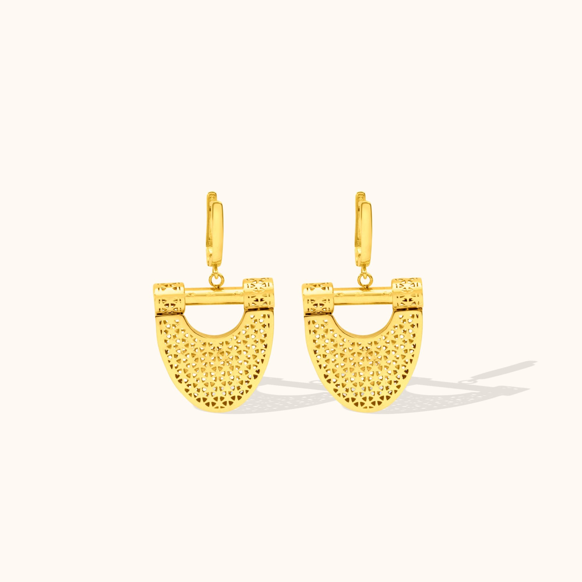 New Moon Drop Gold Earrings | Elegant Celestial Design