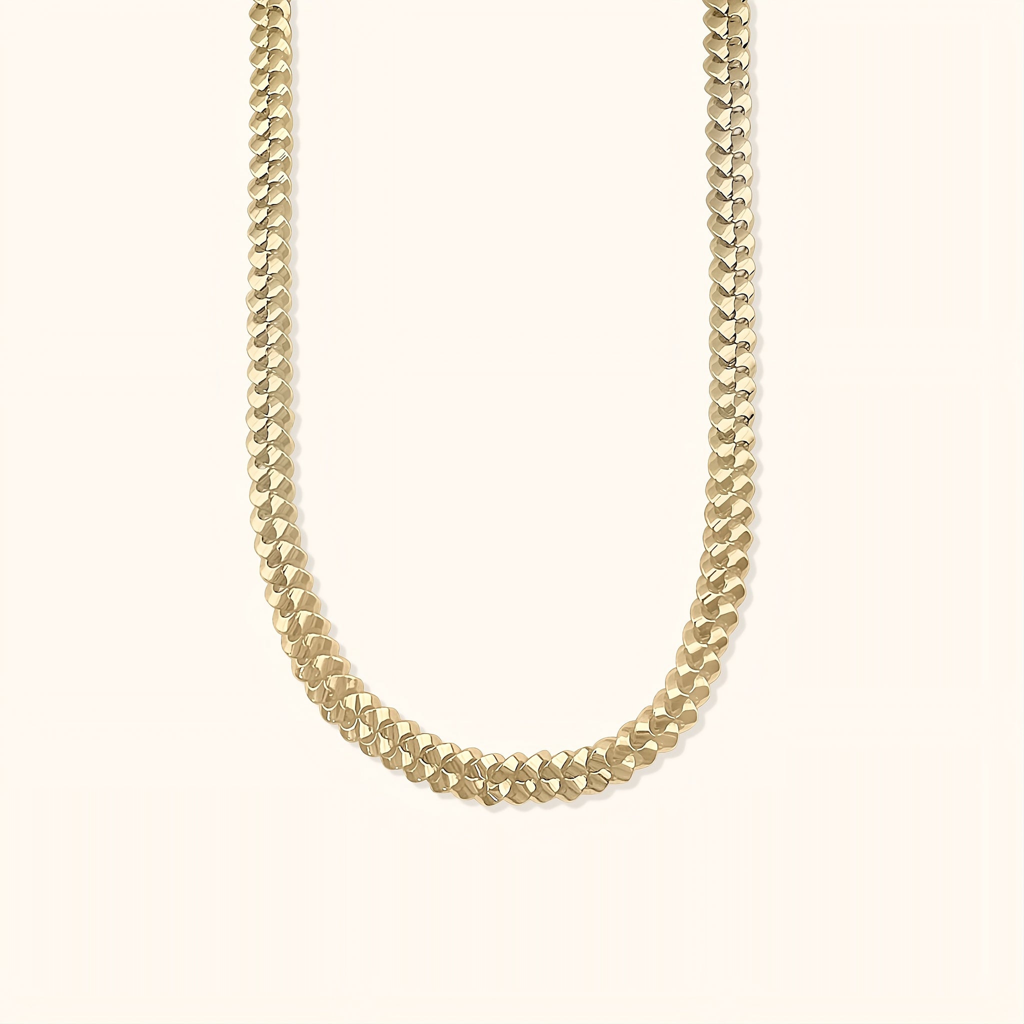 Dualis Cuban Link Chain Gold Necklace | Elegant Solid Gold Reversible Link